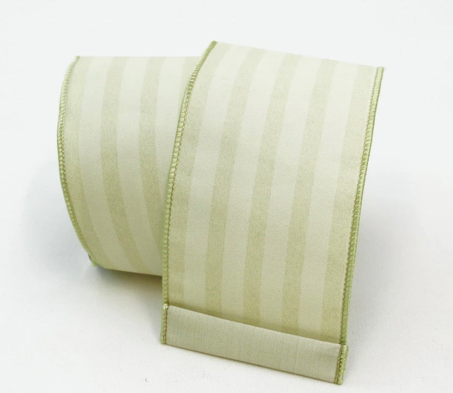 Soft Green Stripe Ribbon – Blanc Box