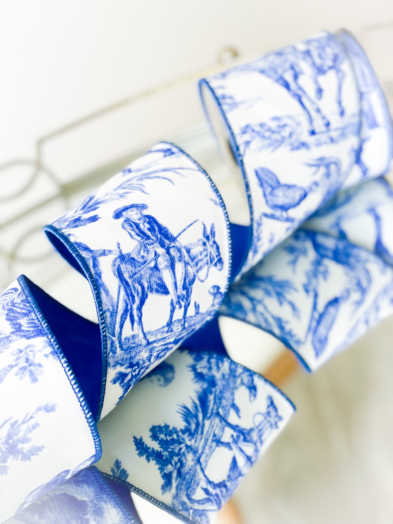 Royal Blue Toile Ribbon – Blanc Box